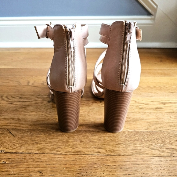 Misbehave | Shoes | Misbehave Faux Leather Cage Block Heels | Poshmark